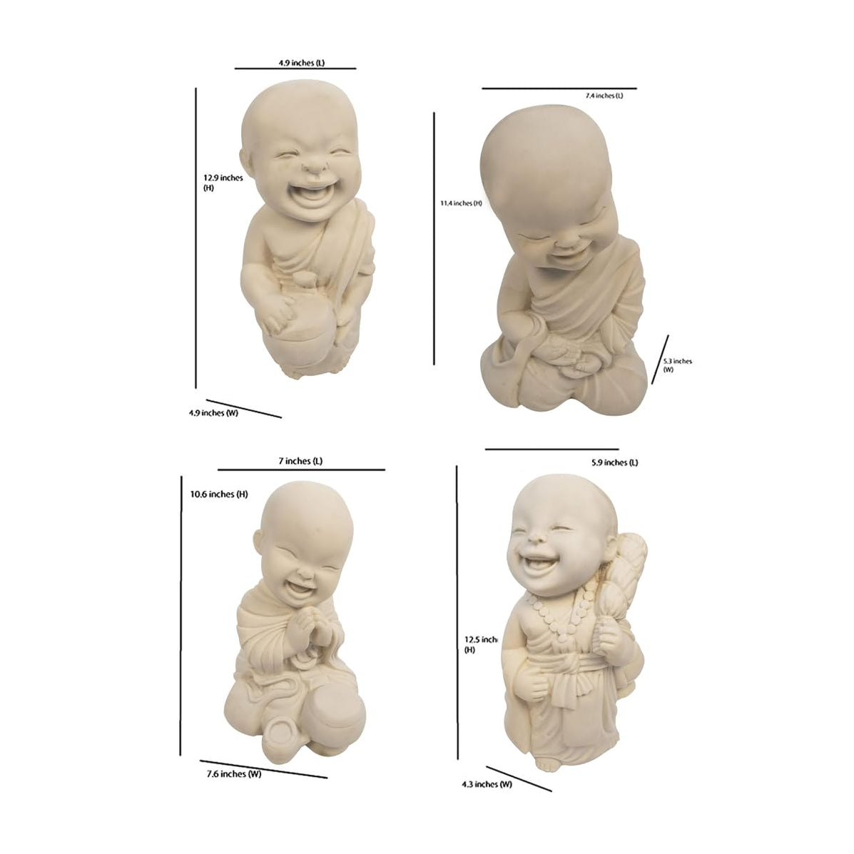 Wonderland ( Set of 4 Baby Monk (Buddha Statue, Monk Statue, Garden St ...