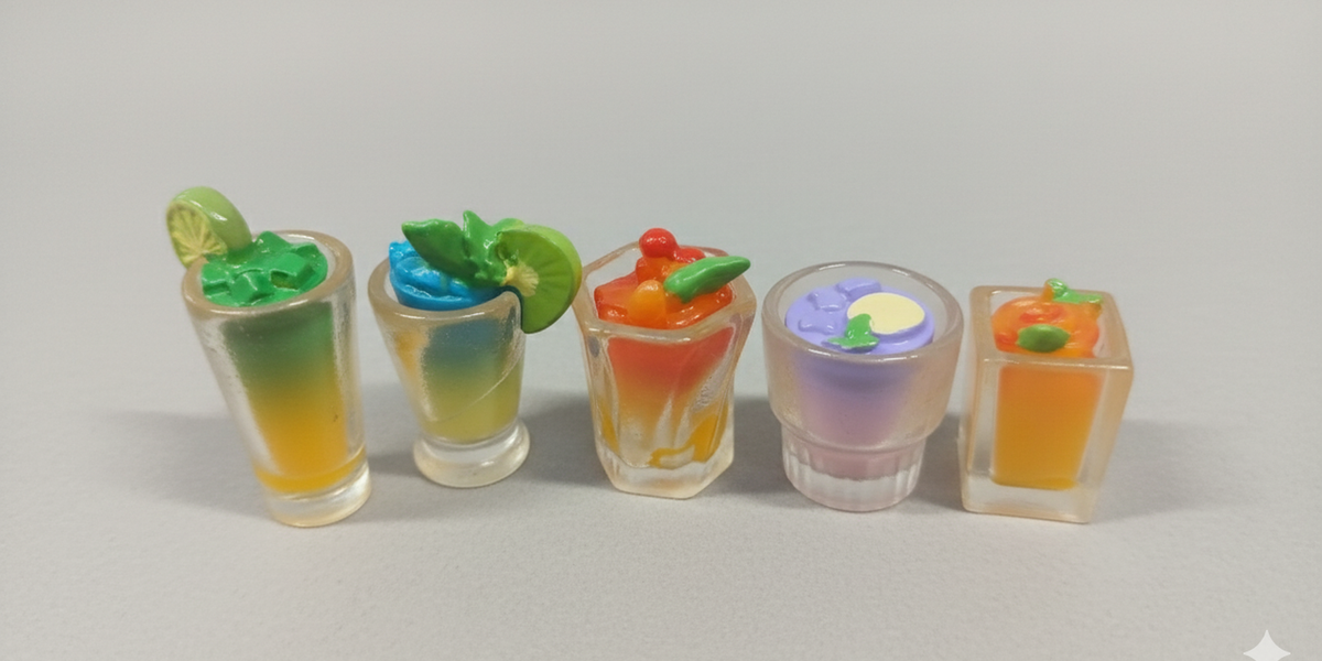 5-Piece Miniature Cocktail Drink Set | Dollhouse Food Props & Craft ...