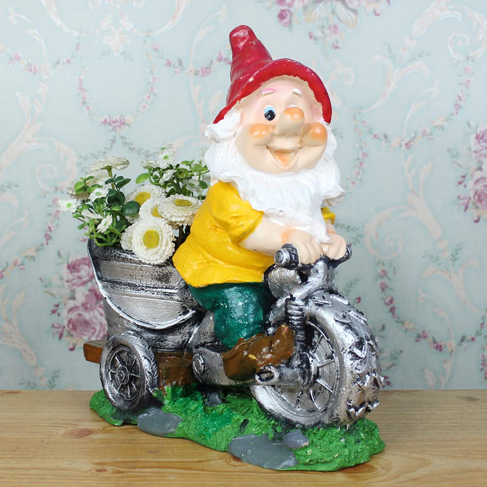 Buy Resin Dwarf Riding Bike Planter online — Wonderland Garden Arts and ...
