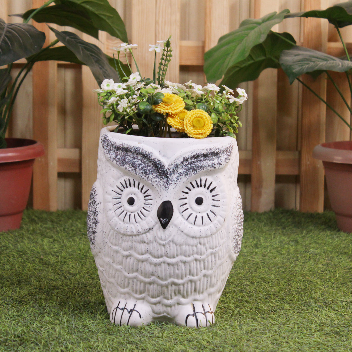 White Ceramic Owl Planter Owl Planter Extra Large Multi