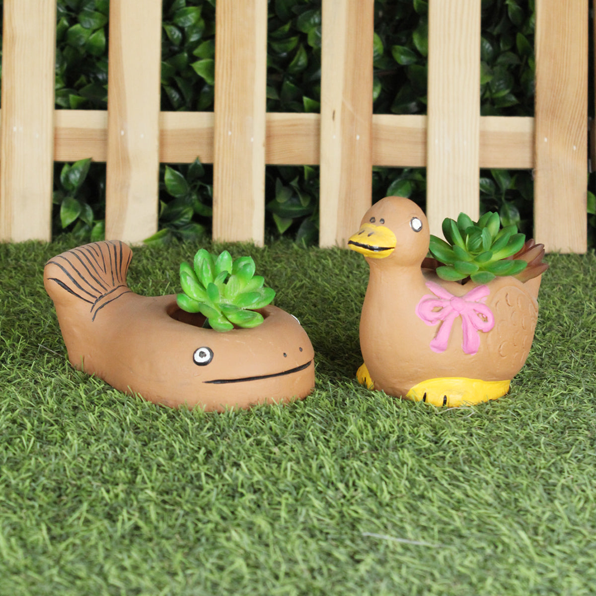 (set of 2) Terracotta Animal shape Pots — Wonderland Garden Arts and Craft